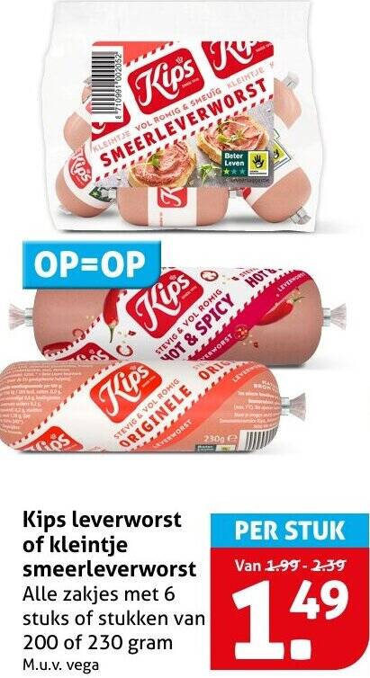 Kips leverworst of kleintje smeerleverworst 200-230 g aanbieding bij ...