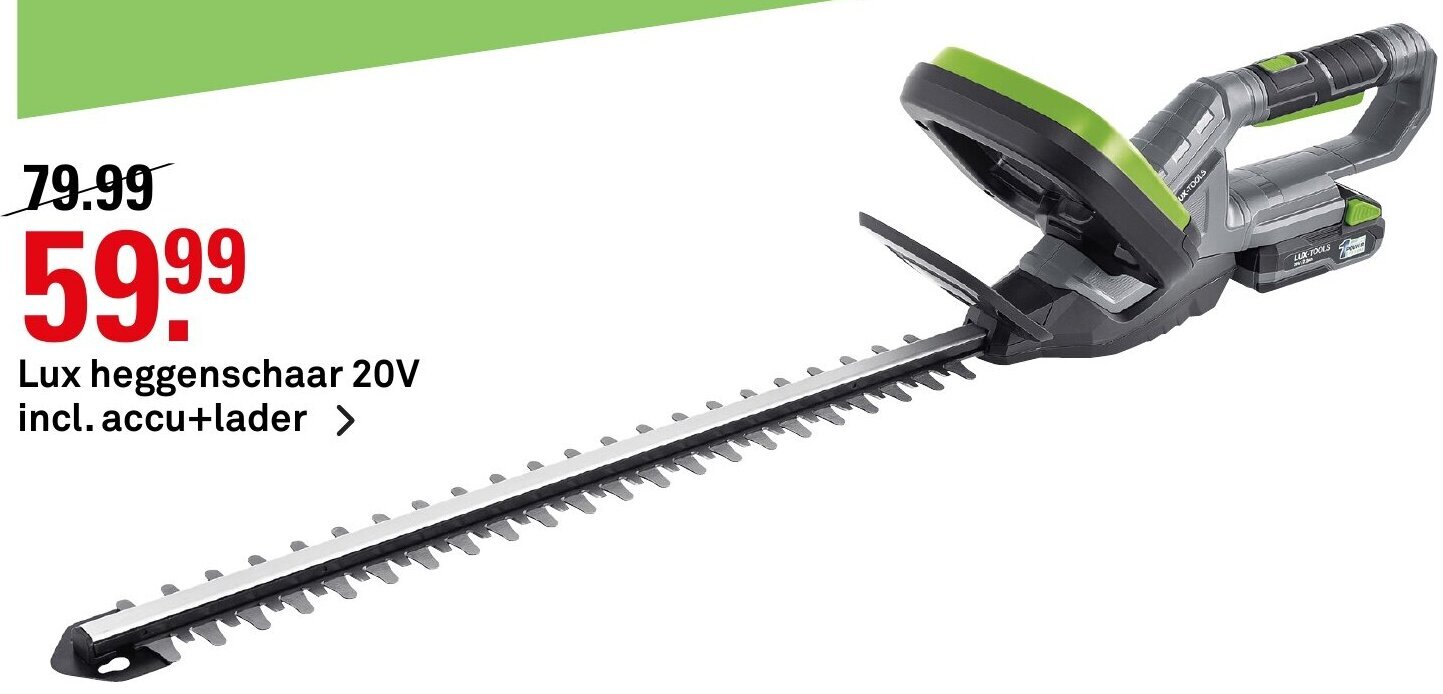 Lux Heggenschaar 20V incl. accu+ladder aanbieding bij Karwei