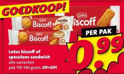 Lotus biscoff of speculoos sandwich aanbieding bij Nettorama