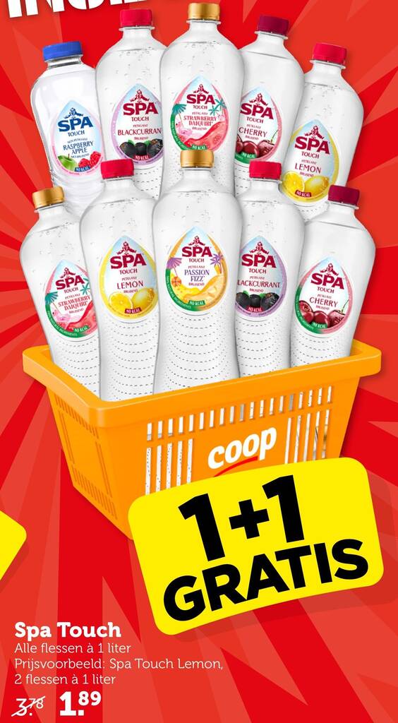 Spa Touch 1 L 1+1 Gratis aanbieding bij CoopCompact