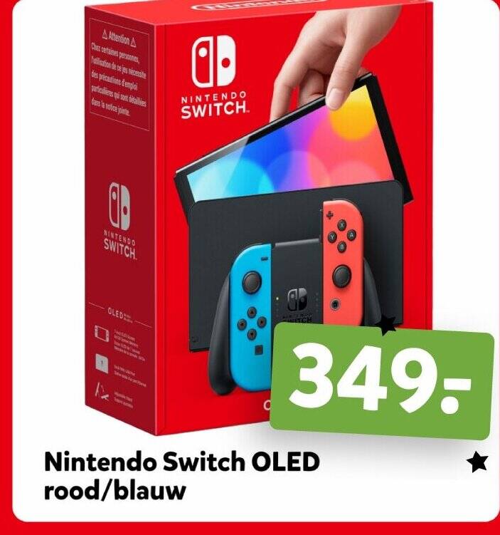 Nintendo Switch OLED rood/blauw aanbieding bij Intertoys € 349,00