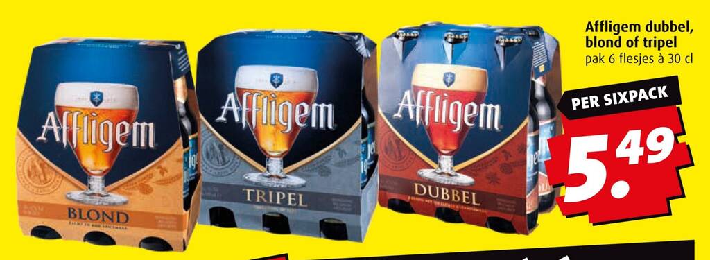 Affligem dubbel, blond of tripel 30 cl aanbieding bij Boni
