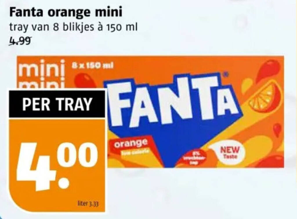 Fanta orange mini 150 ml aanbieding bij Poiesz