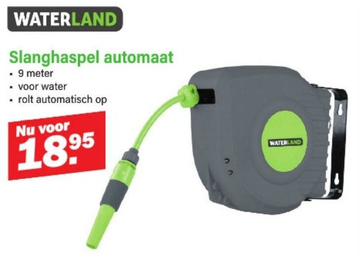 Waterland Slanghaspel automaat 9 meter aanbieding bij Van Cranenbroek