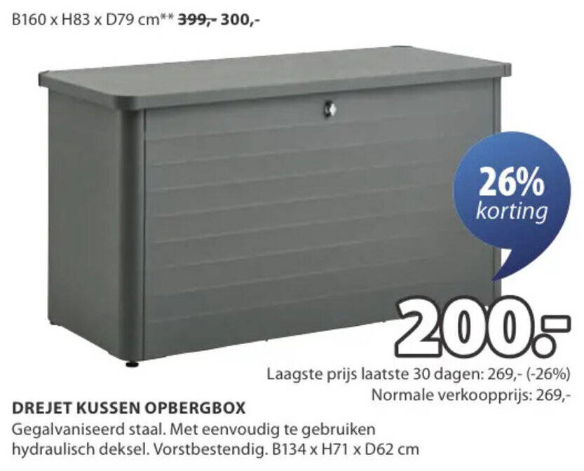 Drejet kussen opbergbox B134 x H71 x D62 cm aanbieding bij Jysk