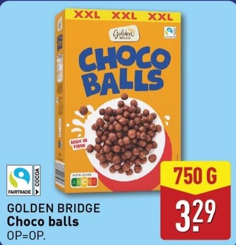Golden bridge choco balls 750 g aanbieding bij ALDI