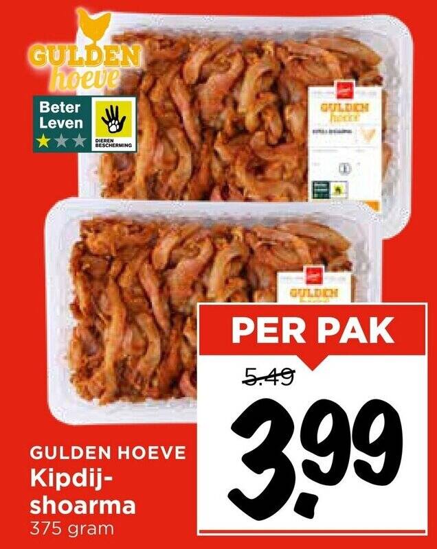 Kipdij shoarma 375 g aanbieding bij Vomar Voordeelmarkt