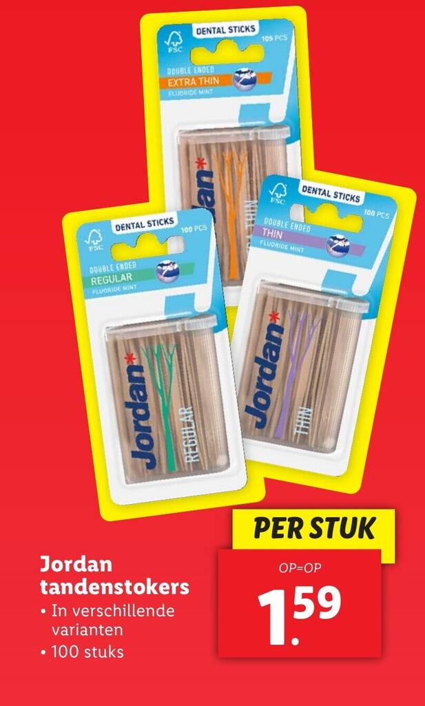 Jordan tandenstokers aanbieding bij Lidl
