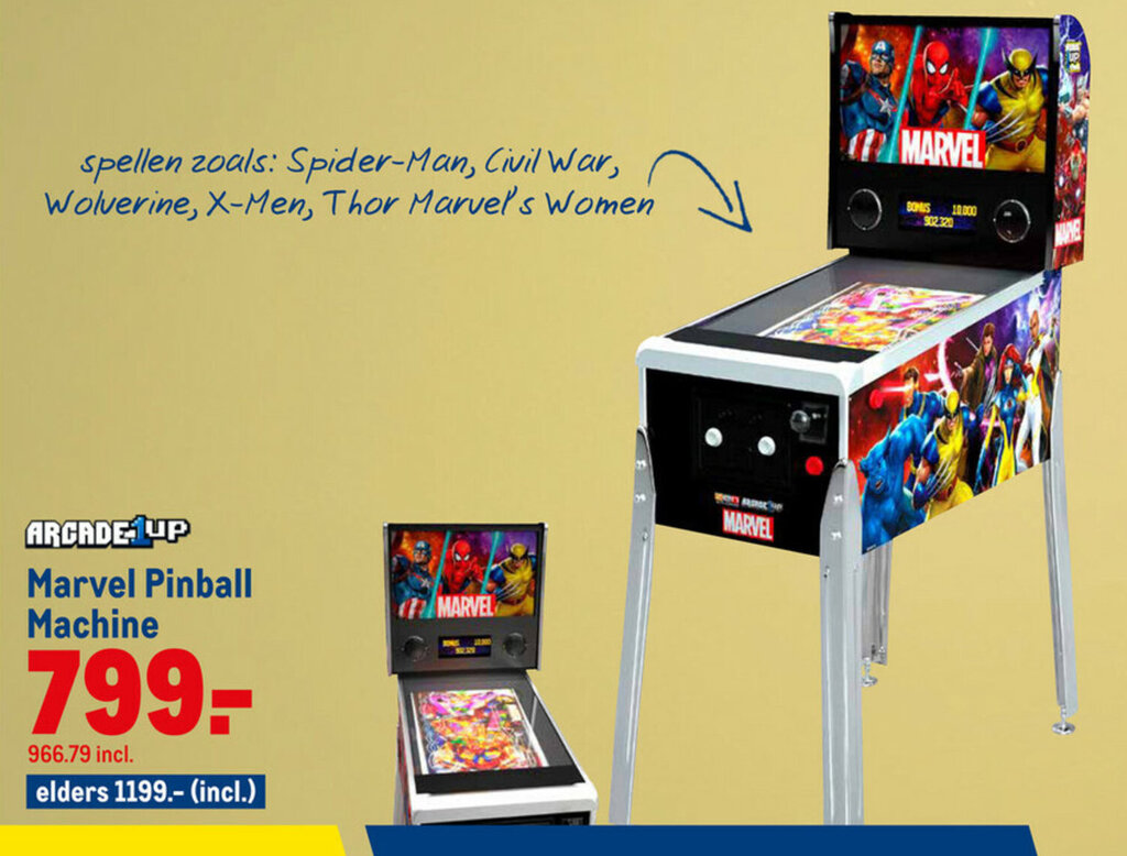 Arcade1Up Marvel Pinball machine aanbieding bij Makro