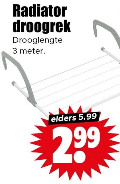 Radiator droogrek 3 Meter aanbieding bij Dirk