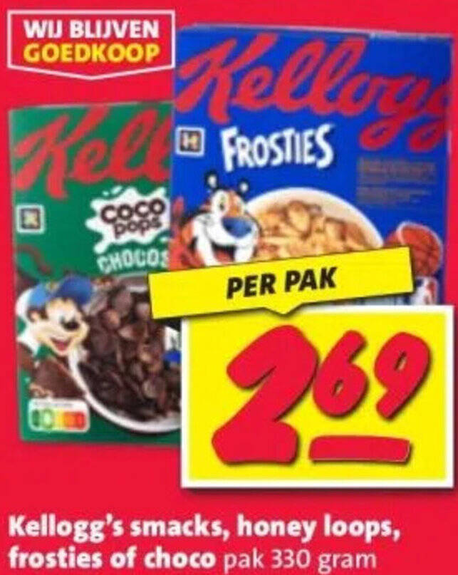 Kellogg's smacks, honey loops, frosties of choco 330 g aanbieding bij ...