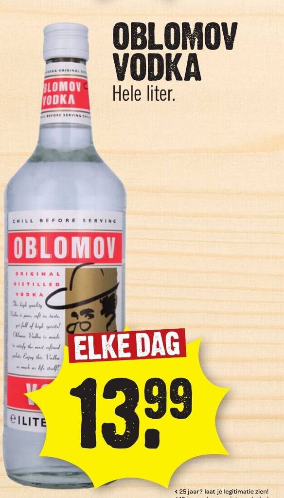 Oblomov vodka 1 L aanbieding bij Super Dirck 3