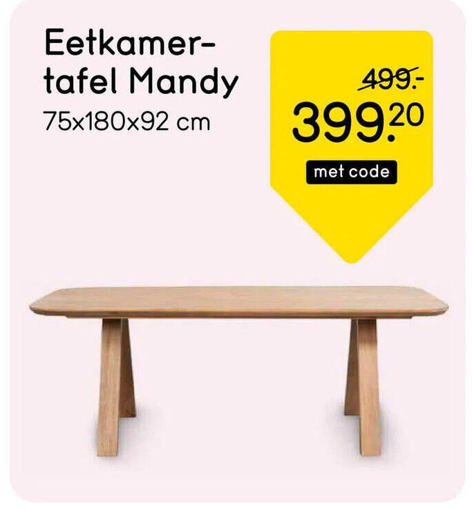 Eetkamer tafel Mandy 75 x 180 x 92 cm aanbieding bij Leen Bakker