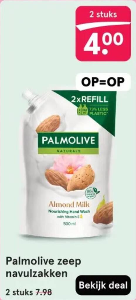 Palmolive zeep navulzakken aanbieding bij Etos