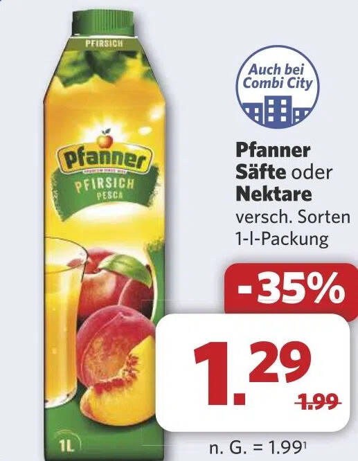 Pfanner Säfte oder Nektare aanbieding bij Combi