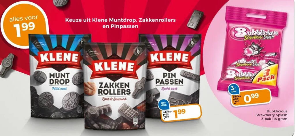 Keuze uit Klene Muntdrop, Zakkenrollers en Pinpassen aanbieding bij ...