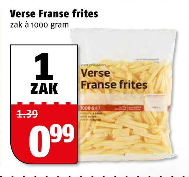 Verse Franse frites 100 gram aanbieding bij Poiesz