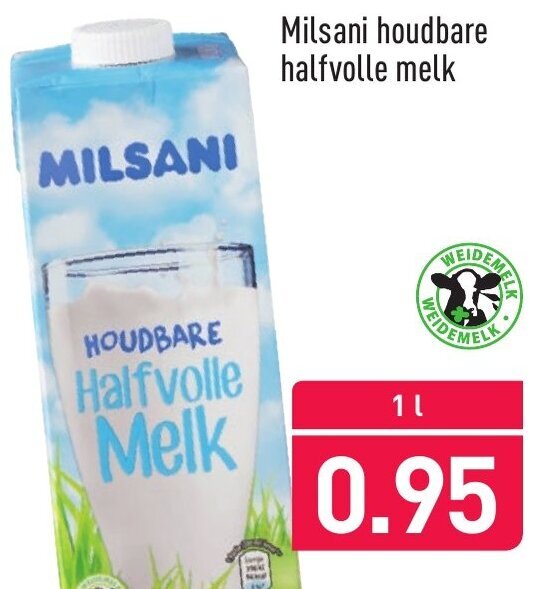 Milsani houdbare halfvolle melk 1 l aanbieding bij ALDI
