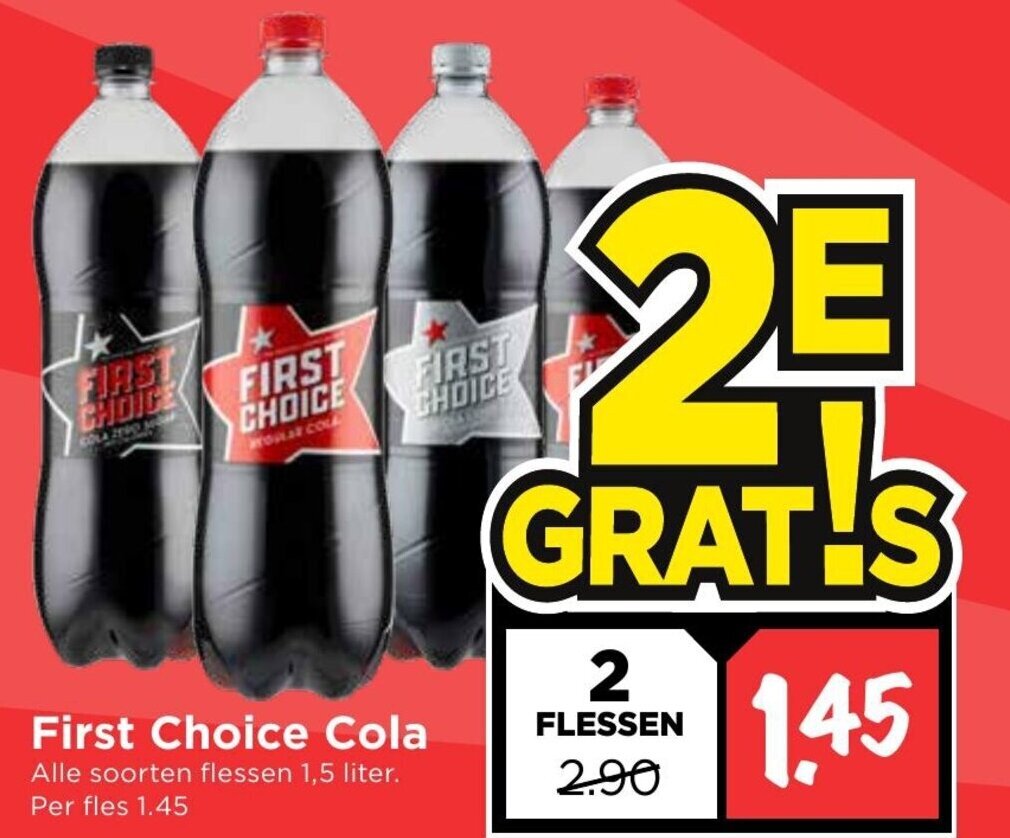 First Choice Cola 1.5 L aanbieding bij Vomar Voordeelmarkt