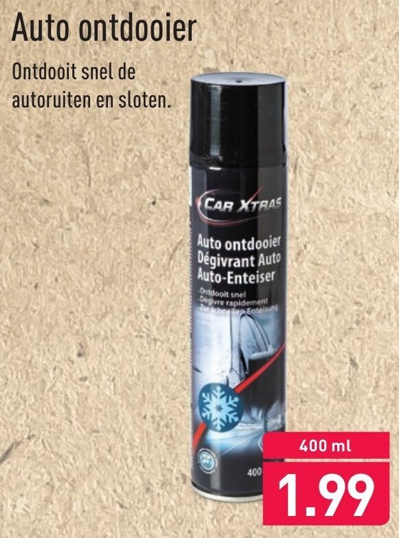 Car XTRAS Auto ontdooier 400 ml aanbieding bij ALDI