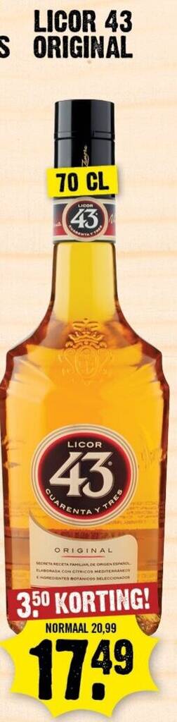 Licor 43 Original 70 cl aanbieding bij Dirk