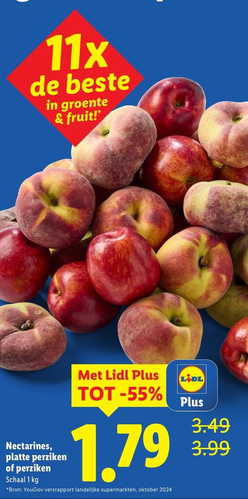 Nectarines platte perziken of perziken 1 kg aanbieding bij Lidl