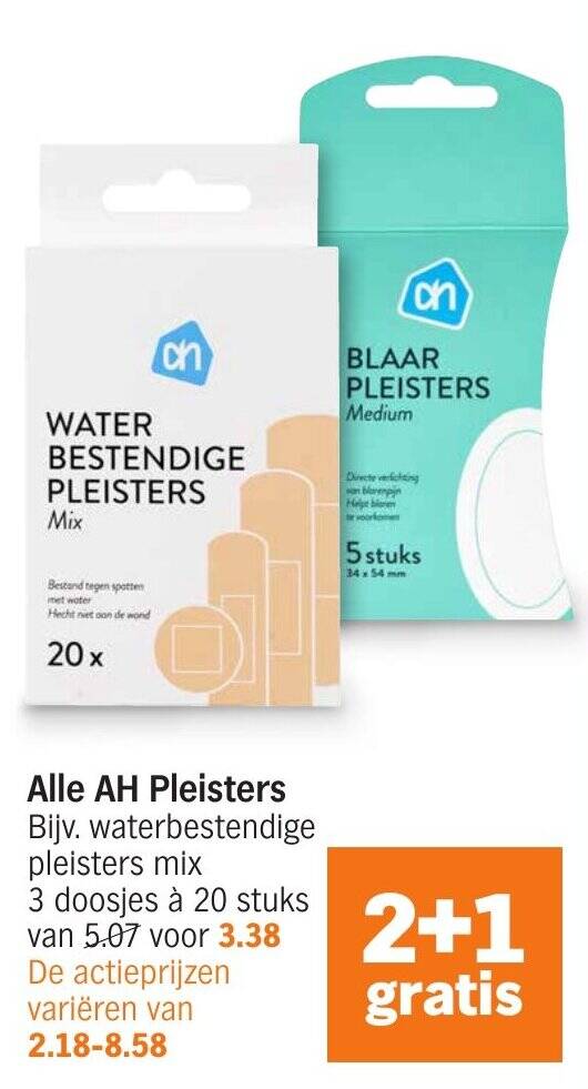 Alle AH Pleisters 2+1 gratis aanbieding bij Albert Heijn