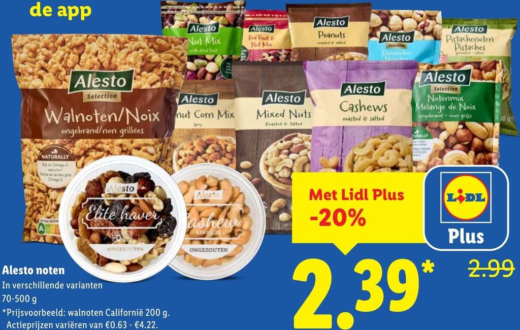 Alesto noten 200 g aanbieding bij Lidl