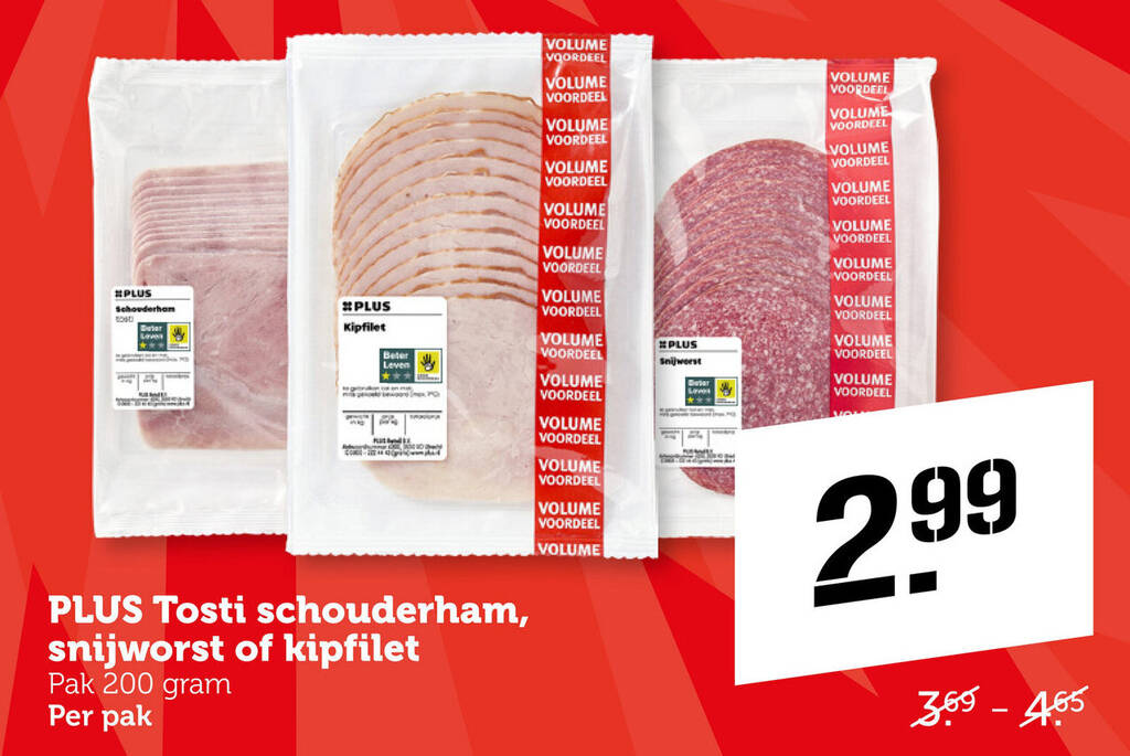 PLUS Tosti schouderham, snijworst of kipfilet 200 g aanbieding bij Coop