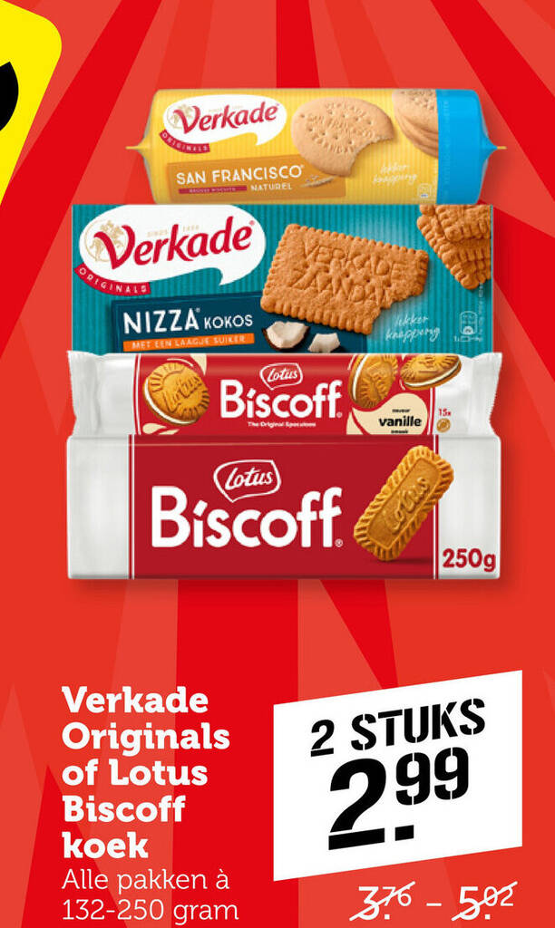 Verkade Originals of Lotus Biscoff koek 132-250 g aanbieding bij Coop
