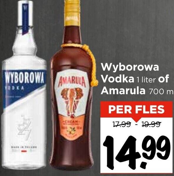 Wyborowa Vodka of Amarula 1 liter - 700 ml aanbieding bij Vomar ...