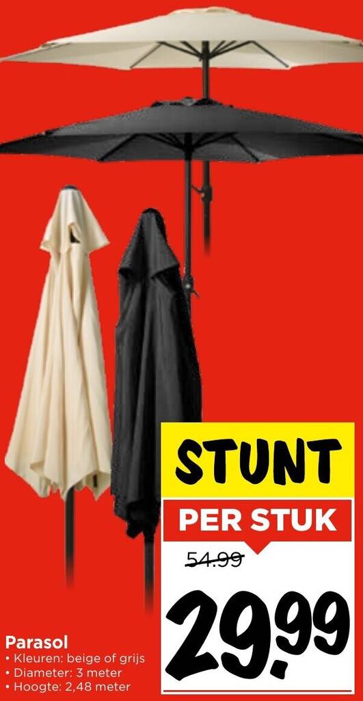 Parasol 3 Meter aanbieding bij Vomar Voordeelmarkt