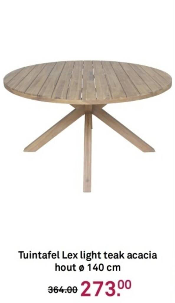Tuintafel Lex light teak acacia hout Ø140 cm aanbieding bij Karwei