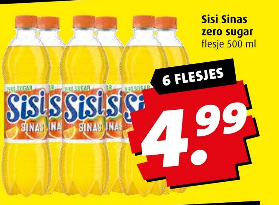 Sisi Sinas zero sugar 500 ml aanbieding bij Boni