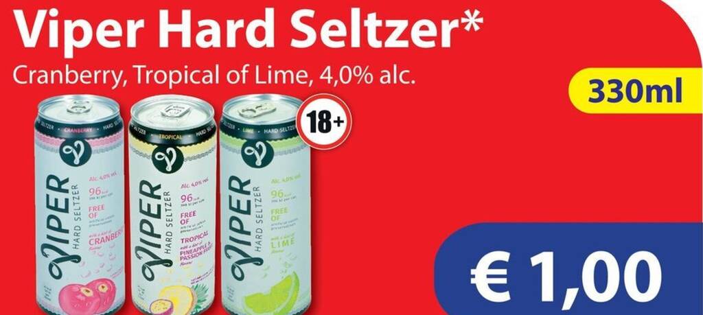 Viper Hard Seltzer 330 ml aanbieding bij Die Grenze