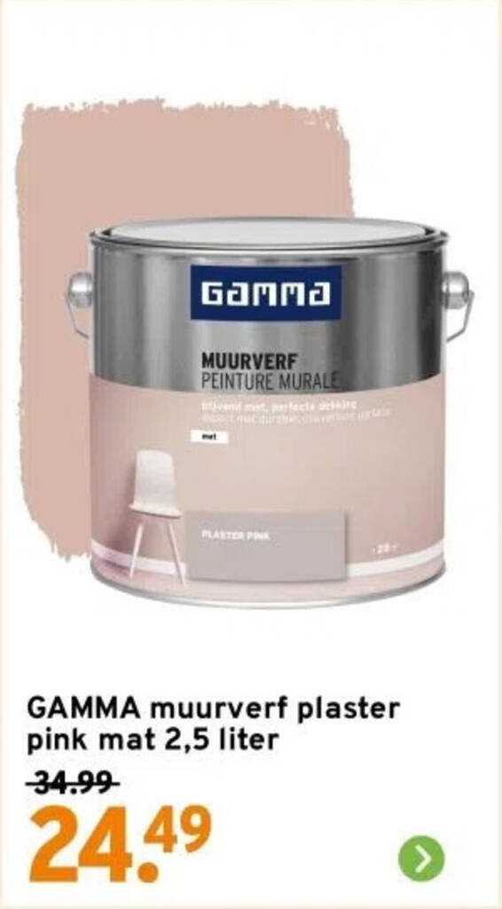GAMMA muurverf plaster pink mat 2,5 liter aanbieding bij GAMMA