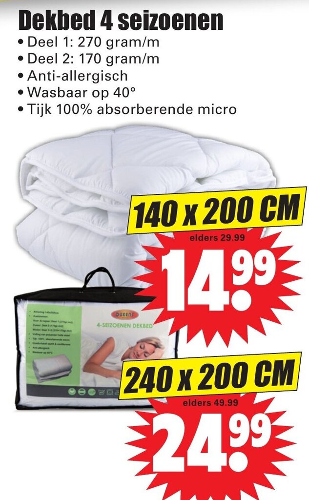 Dekbed 4 seizoenen 140 x 200cm aanbieding bij Dirk