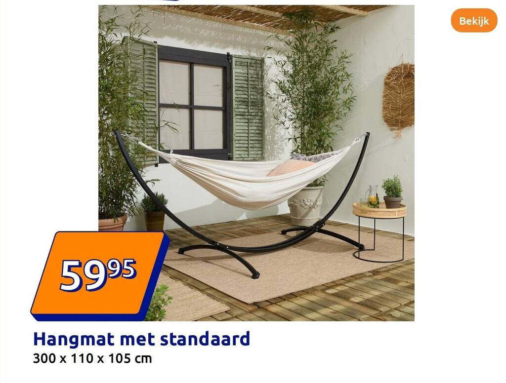 Hangmat met standaard 30 x 110 x 105 cm aanbieding bij Action