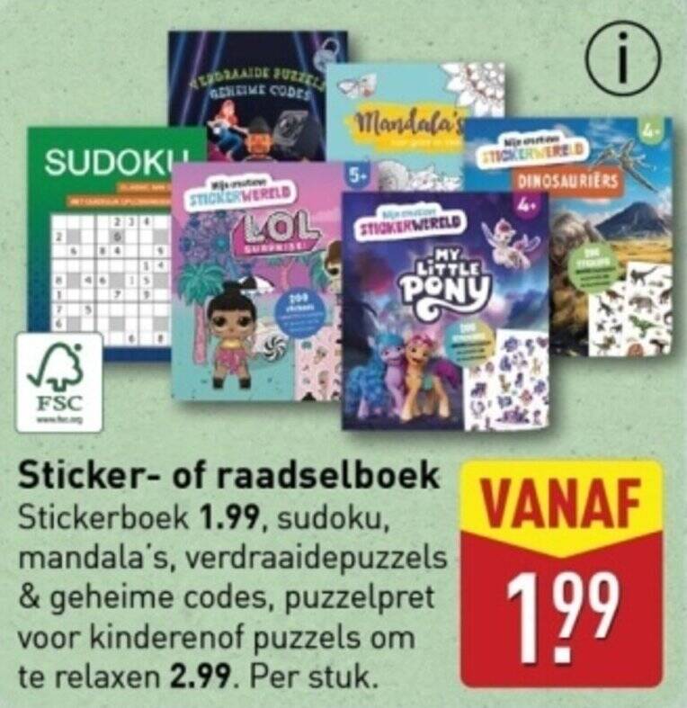 Stickerof raadselboek aanbieding bij ALDI
