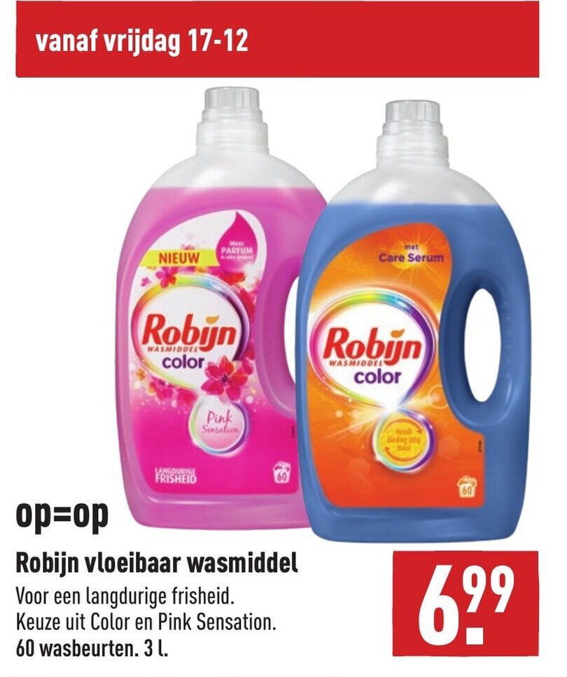 Robijn vloeibaar wasmiddel 3L aanbieding bij ALDI
