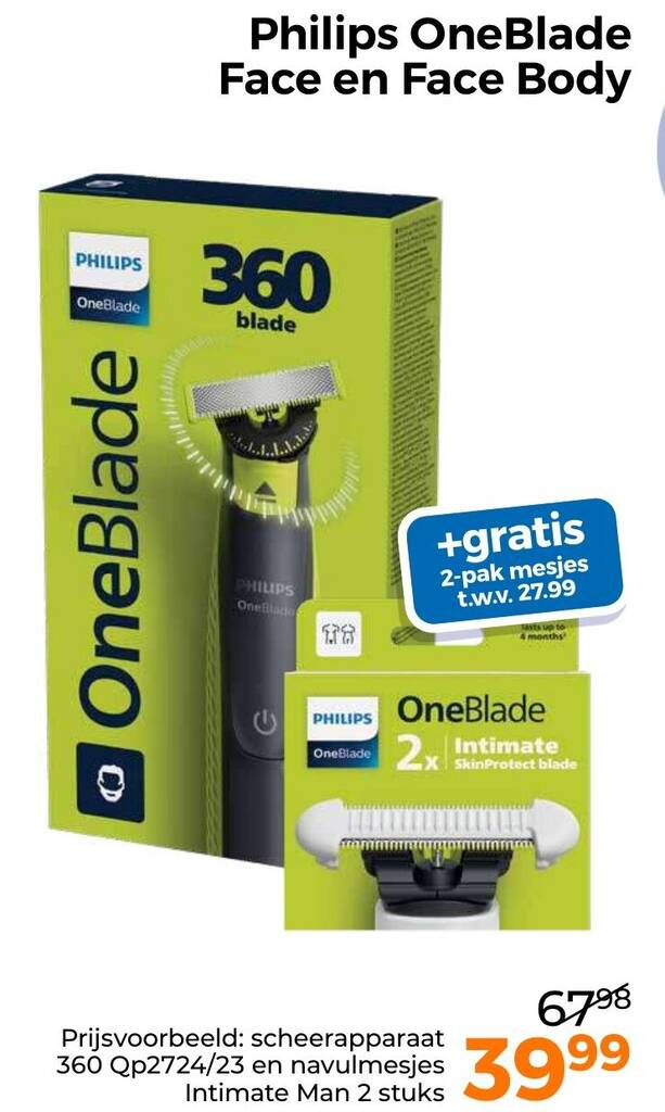 Philips OneBlade Face en Face Body aanbieding bij Trekpleister