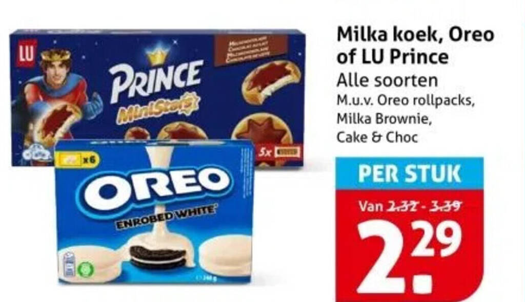 Milka koek, Oreo of LU Prince aanbieding bij Hoogvliet