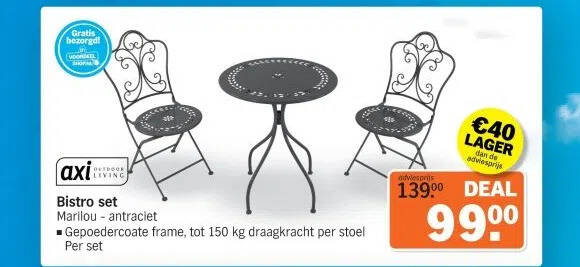 Bistro set Marilou - antraciet aanbieding bij Albert Heijn