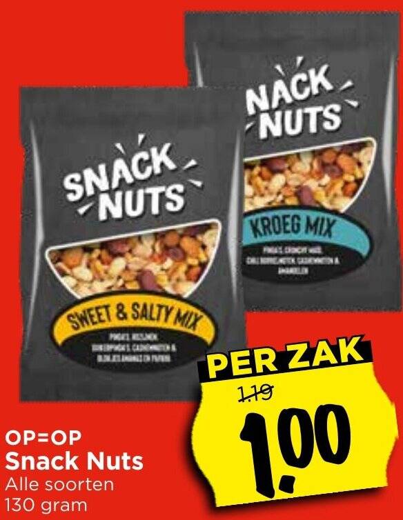 Snack Nuts 130 g aanbieding bij Vomar Voordeelmarkt