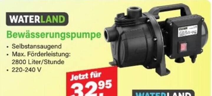 WATERLAND Bewässerungspumpe 2800 l aanbieding bij Van Cranenbroek