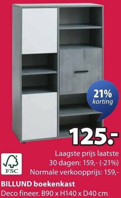 BILLUND boekenkast 90 x 140 x 40 cm aanbieding bij Jysk