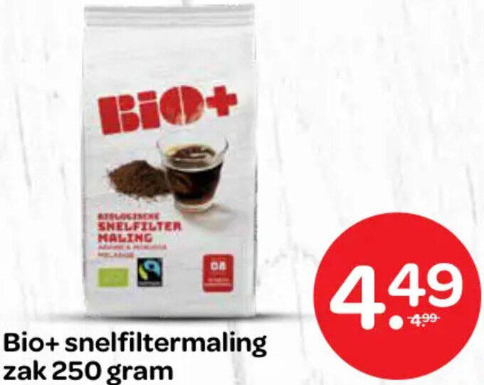 Bio+ snelfiltermaling 250 g aanbieding bij Spar