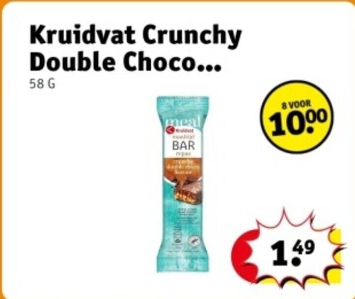 Kruidvat Crunchy Double Choco 58 g aanbieding bij Kruidvat