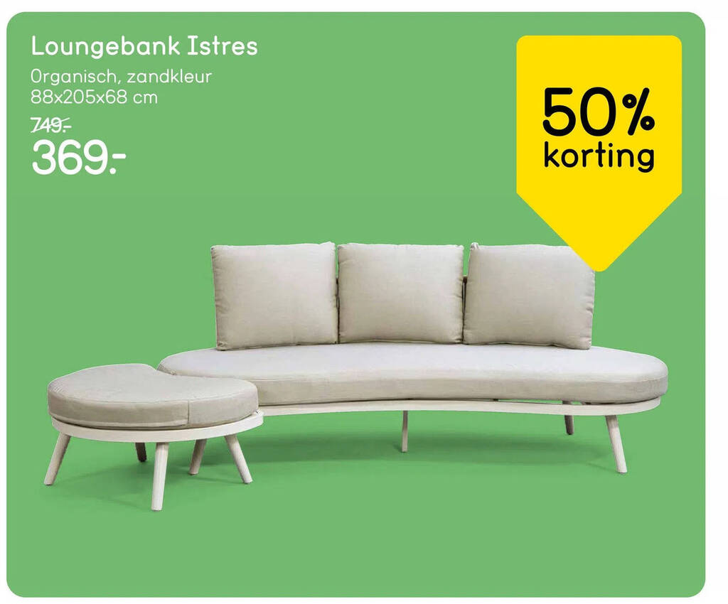 Loungebank Istres 88 x 205 x 68 cm aanbieding bij Leen Bakker