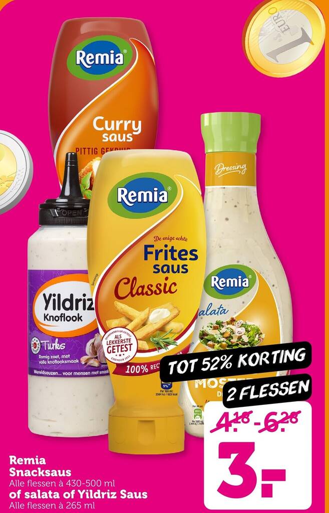 Remia Snacksaus of salata of Yildriz Saus 265-500 ml aanbieding bij Coop